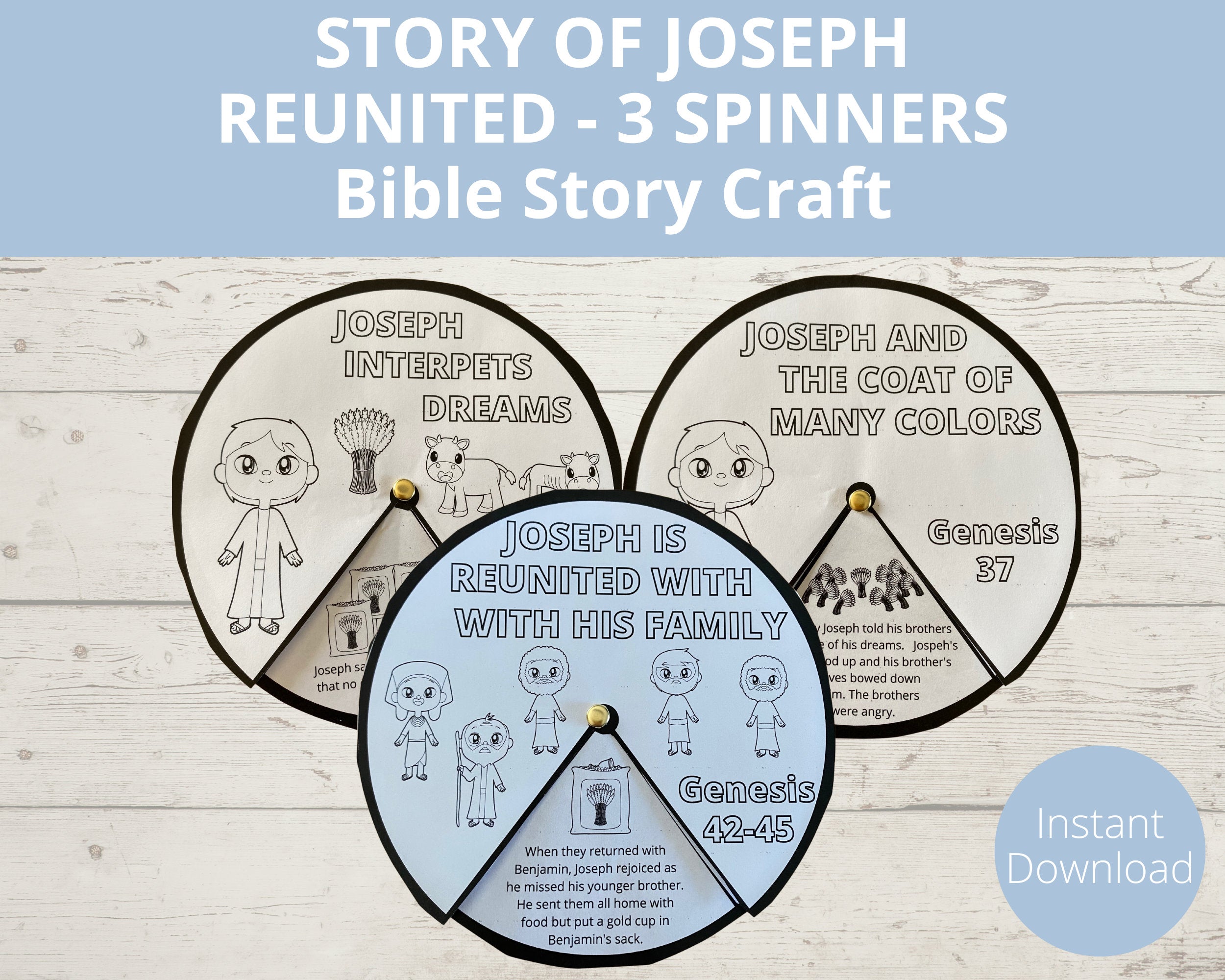 Story of Joseph Printable Spinner, Set of 3 – Stored Up Treasure