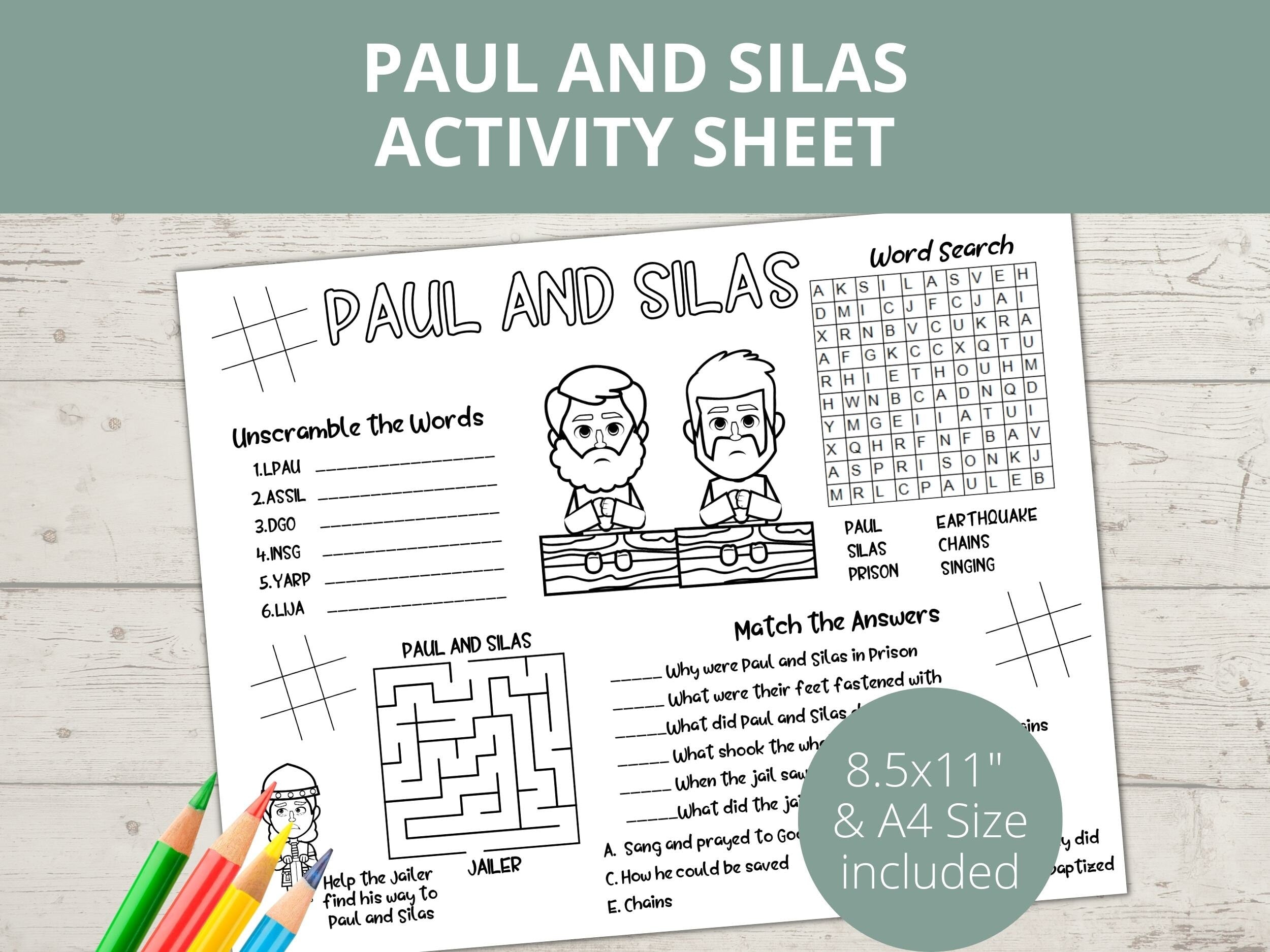 Paul and Silas Printable Activity Page – Stored Up Treasure