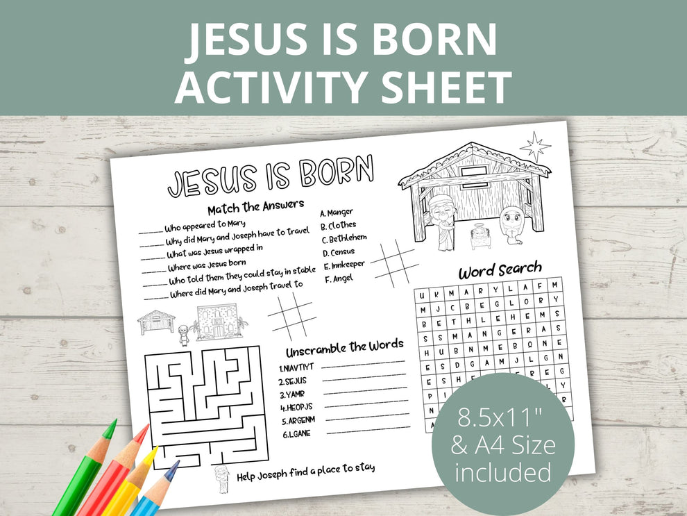 Jesus is Born Activity Sheet – Stored Up Treasure