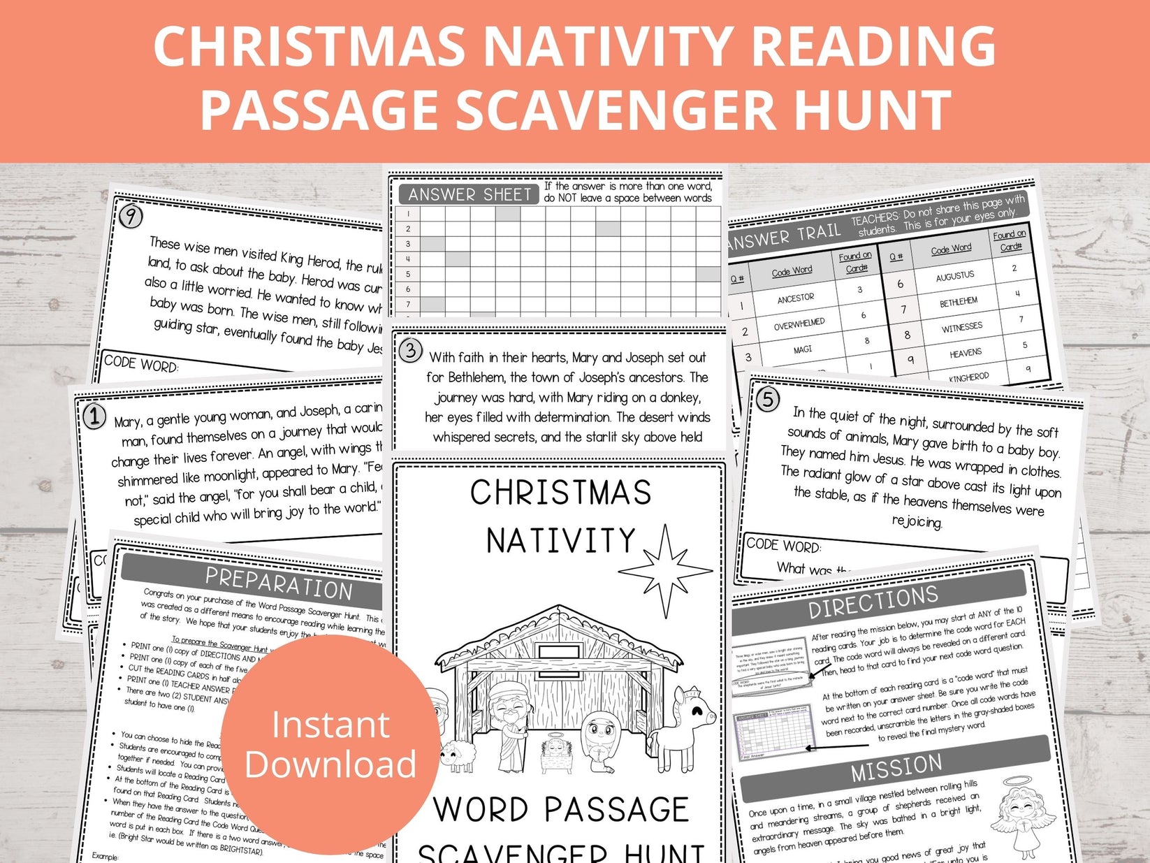 Christmas Nativity Reading Passage Scavenger Hunt – Stored Up Treasure