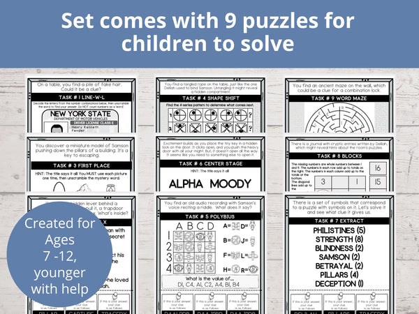 Samson and Delilah Printable Escape Room for Kids - 9 puzzles – Stored ...