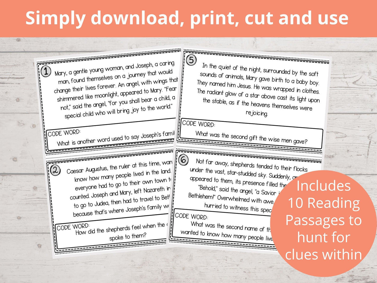 Christmas Nativity Reading Passage Scavenger Hunt – Stored Up Treasure