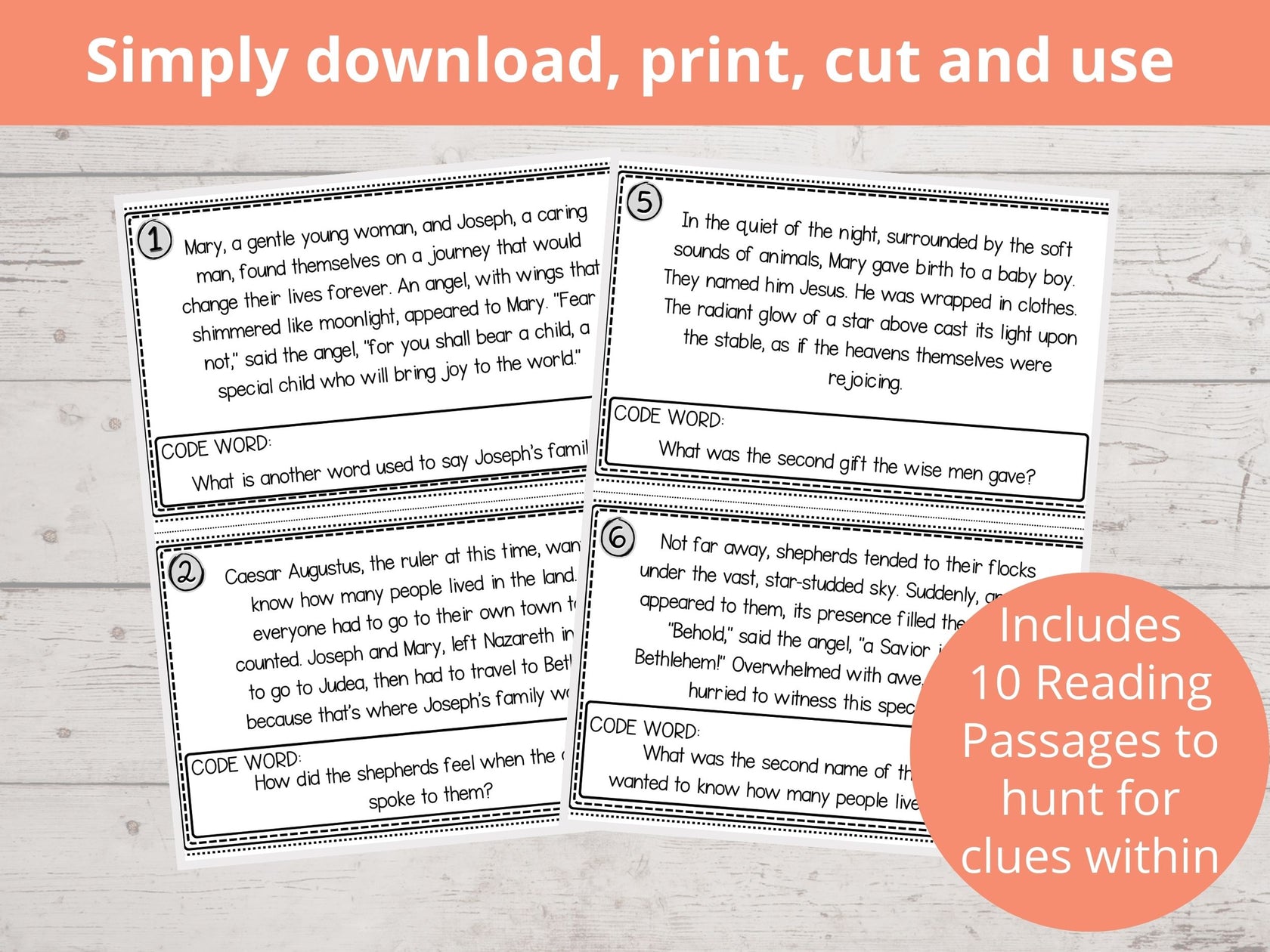 Christmas Nativity Reading Passage Scavenger Hunt – Stored Up Treasure