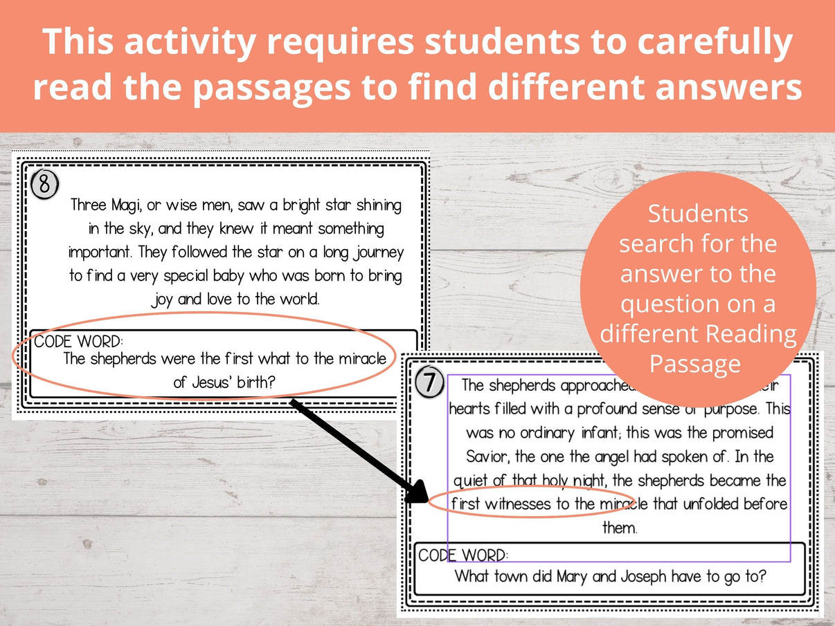 Christmas Nativity Reading Passage Scavenger Hunt – Stored Up Treasure