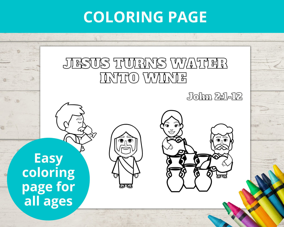 Jesus Turns Water into Wine Printable Activity Pack – Stored Up Treasure