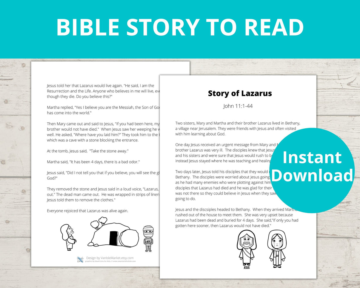Jesus Raises Lazarus from the Dead Activity Pack – Stored Up Treasure