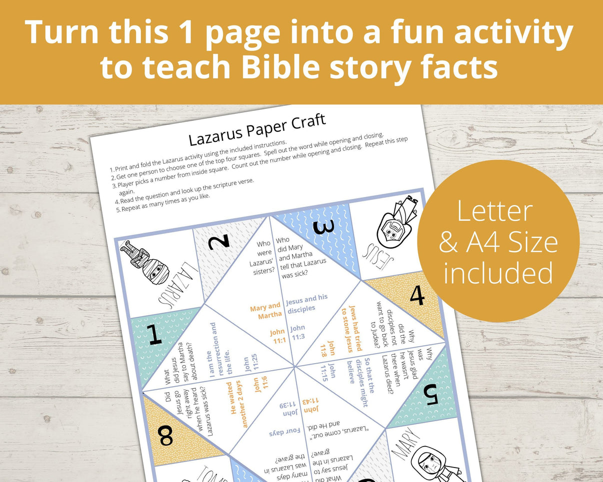 Jesus Raises Lazarus from the Dead Printable Cootie Catcher – Stored Up ...