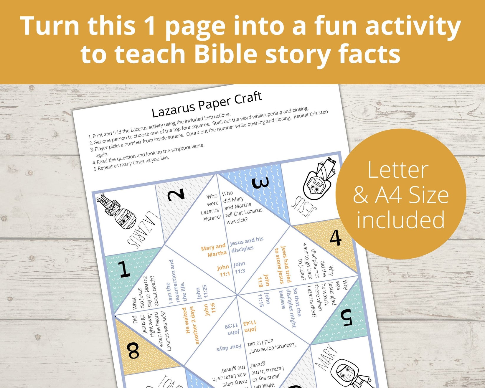 Jesus Raises Lazarus from the Dead Printable Cootie Catcher – Stored Up ...