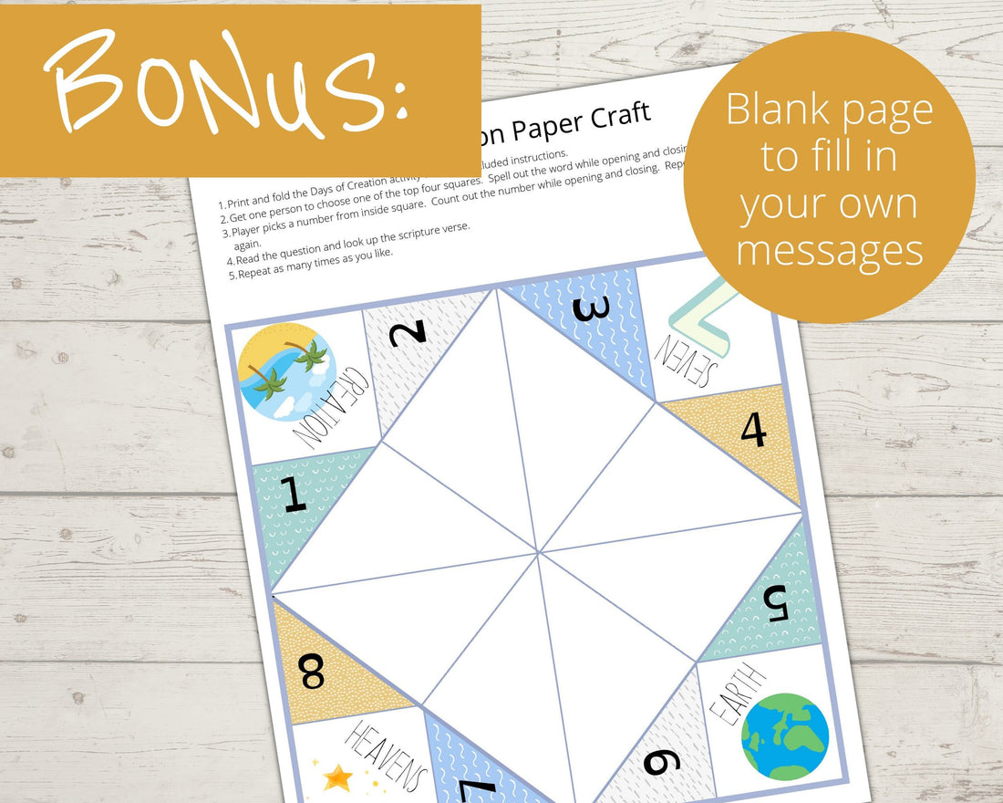 Days of Creation Printable Cootie Catcher – Stored Up Treasure