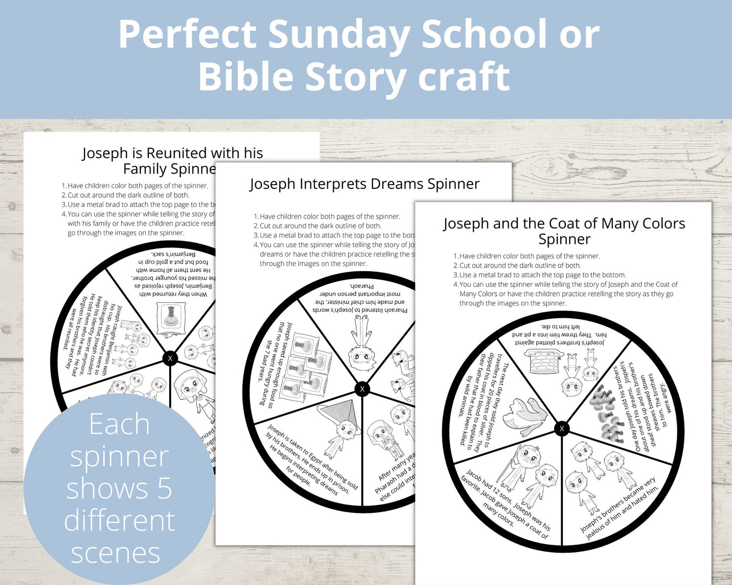 Story of Joseph Printable Spinner, Set of 3 – Stored Up Treasure