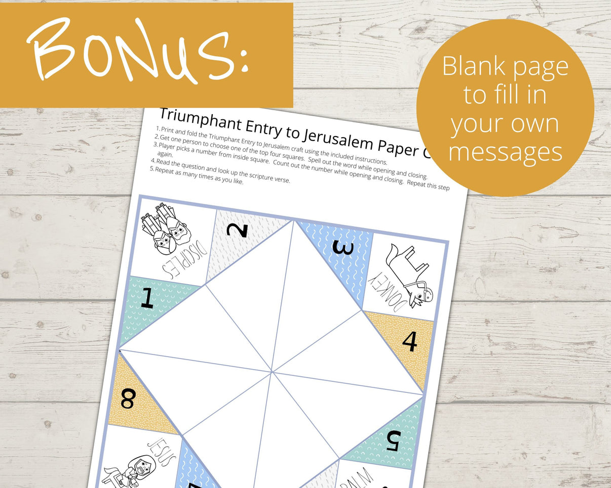 Jesus Triumphant Entry to Jerusalem Printable Cootie Catcher – Stored ...