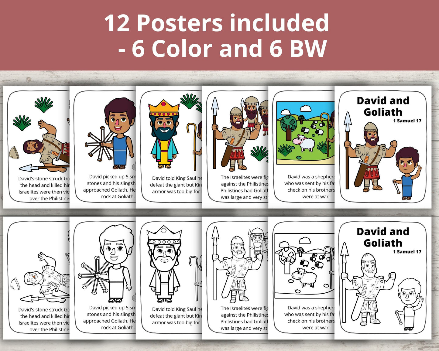 David and Goliath Lesson Printable Posters and Coloring Pages – Stored ...