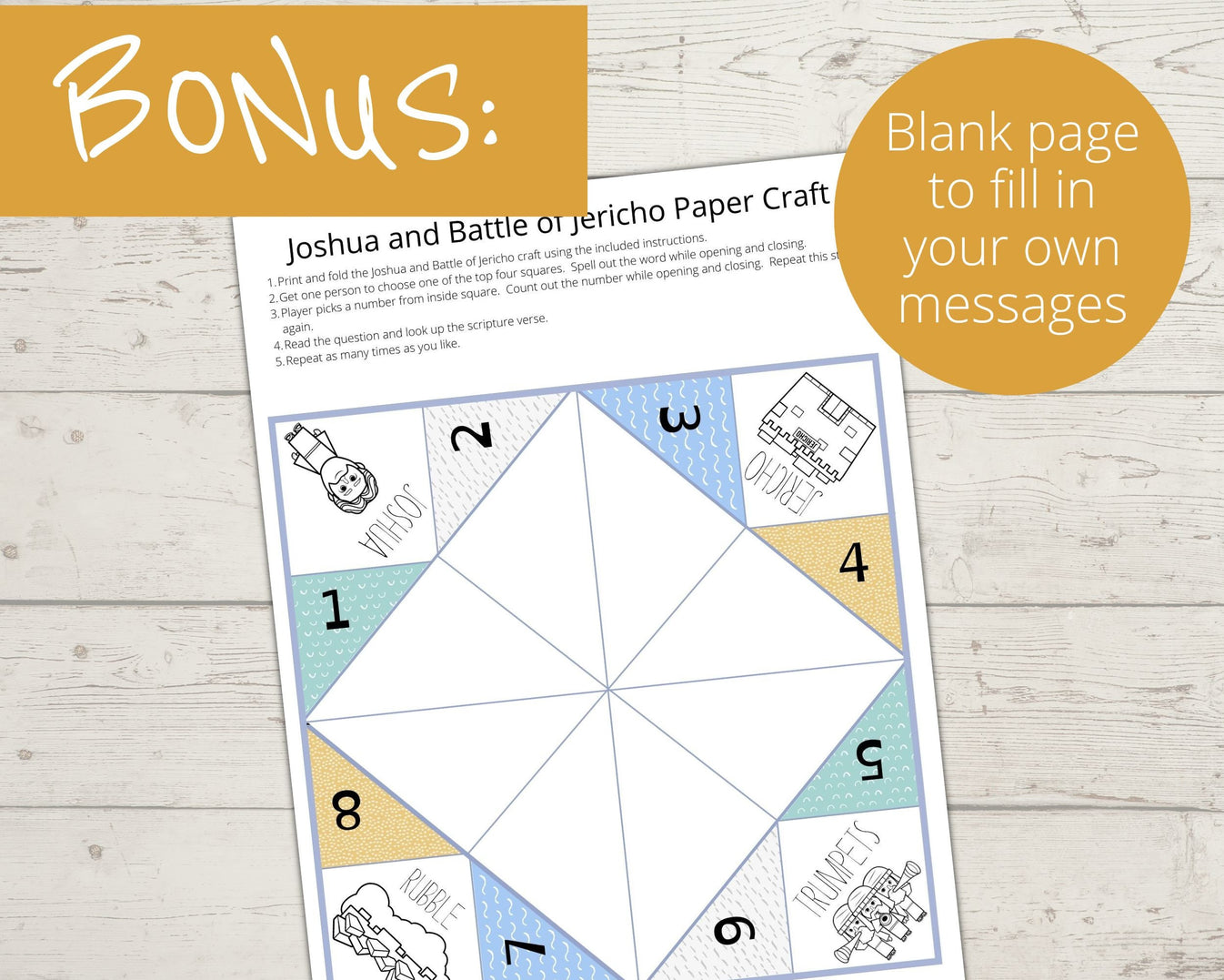 Joshua and the Battle of Jericho Printable Cootie Catcher – Stored Up ...