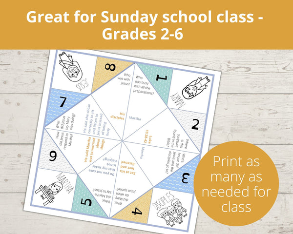 Mary and Martha Printable Cootie Catcher – Stored Up Treasure