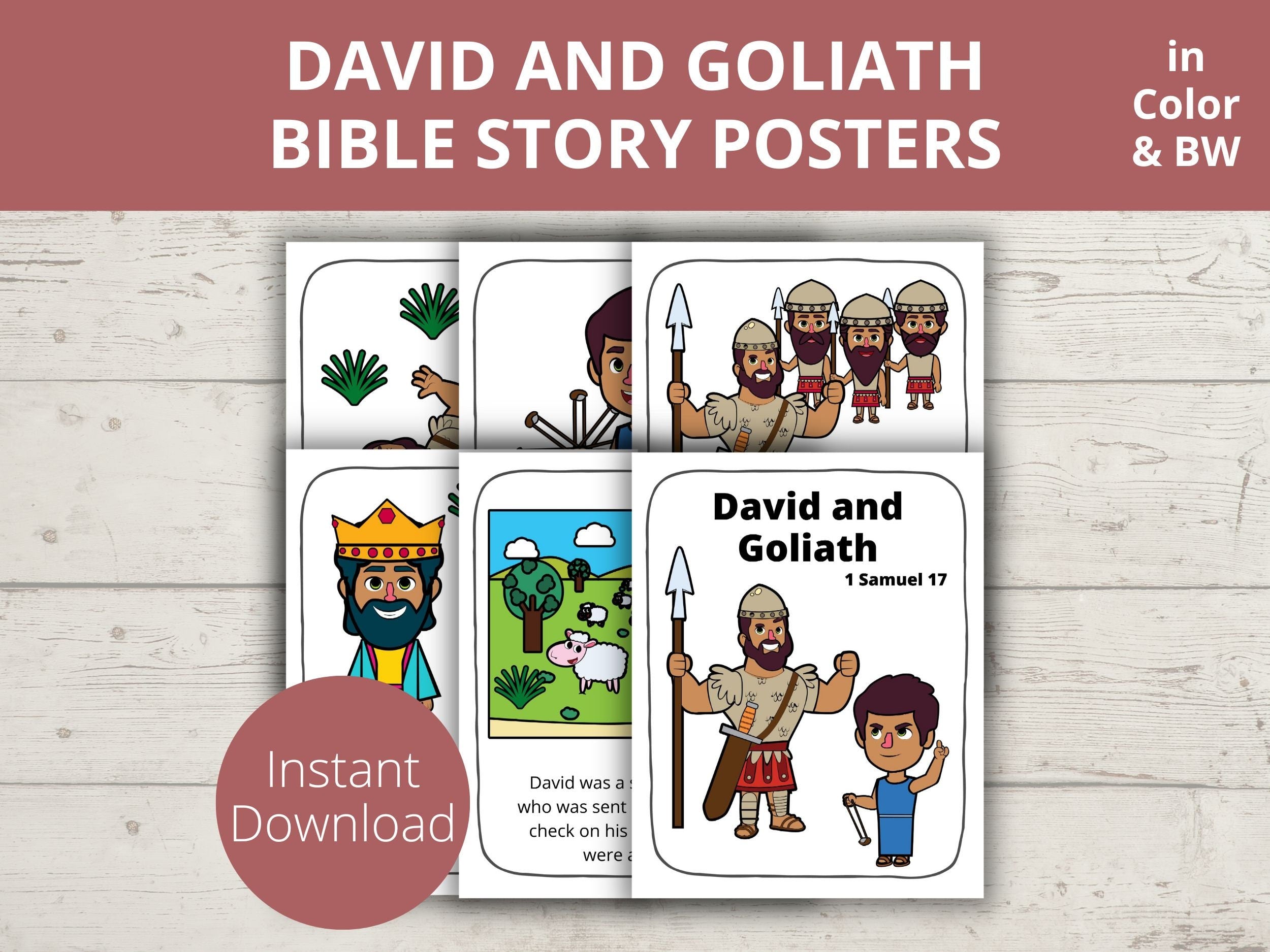 David and Goliath Lesson Printable Posters and Coloring Pages – Stored ...