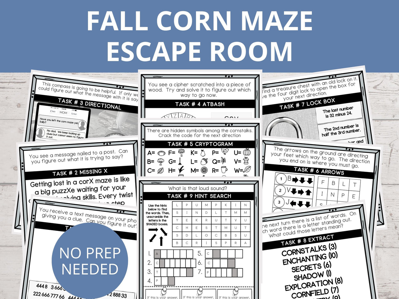 Fall Corn Maze Printable Escape Room for Kids - 9 puzzles – Stored Up ...