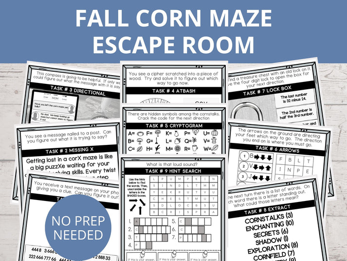 Fall Corn Maze Printable Escape Room for Kids - 9 puzzles – Stored Up ...
