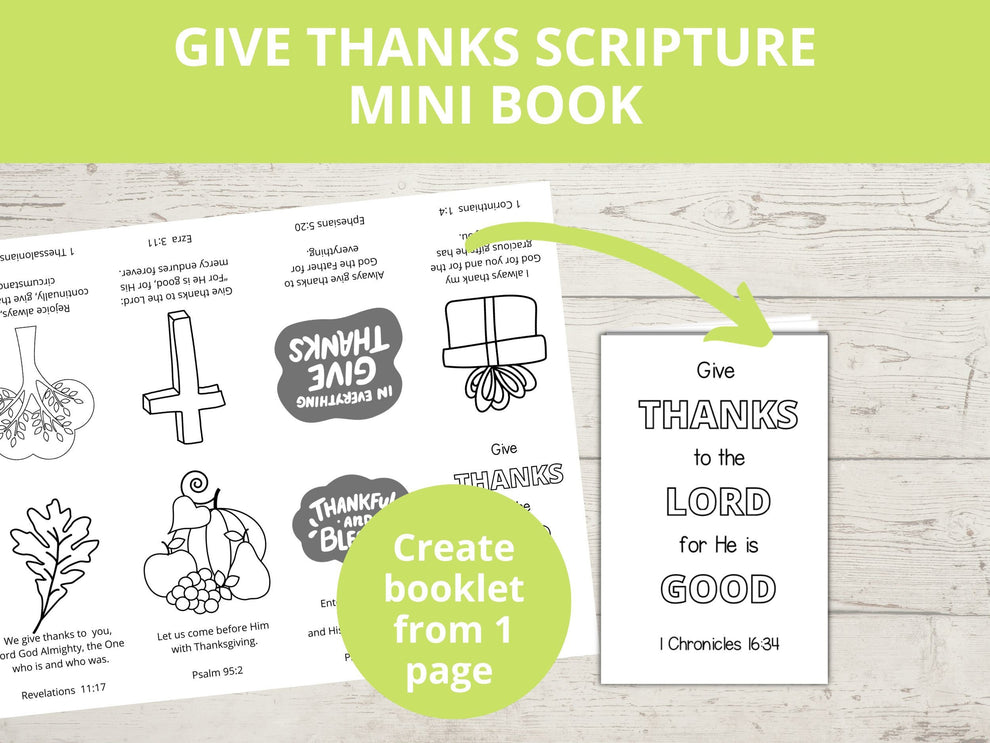 Give Thanks to the Lord Printable Mini Book – Stored Up Treasure