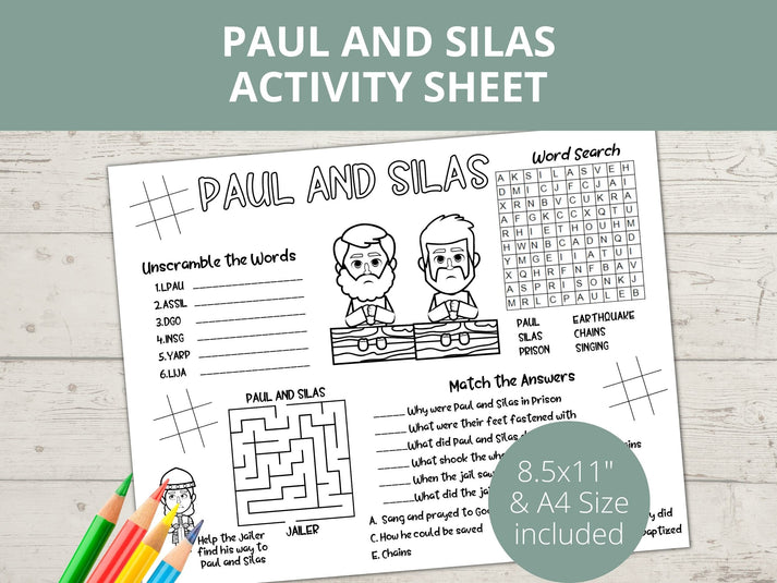 Paul and Silas Printable Activity Page – Stored Up Treasure