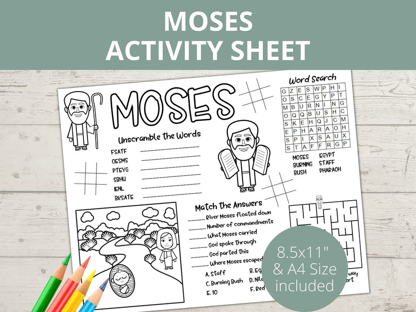 Moses Printable Activity Page – Stored Up Treasure