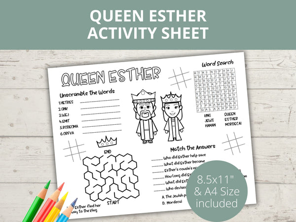 Queen Esther Printable Activity Page – Stored Up Treasure